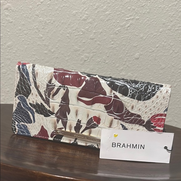 Brahmin | Bags | Brahmin Red And Black Wallet Sleek Textured Design ...